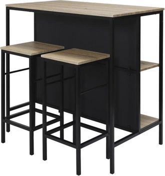 Paris Prix Paris Prix - Ilot de Cuisine & 2 Tabourets Loka 100cm Noir