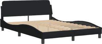 vidaXL Cadre de lit avec t&ecirc;te de lit Noir 140x190 cm Tissu