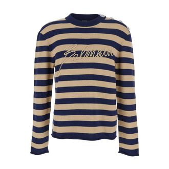 Balmain Logo Strickpullover - - Knitwear - Herren - Blau - M
