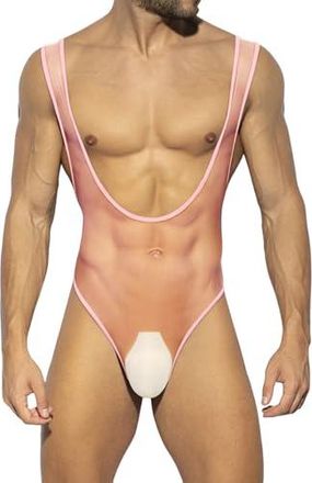 Generico Body brillant Catsuit Sous-v&ecirc;tement en filet exotique sans manches pour homme Transparent Pour activit&eacute;s de fitness et entra&icirc;nement Corps sans manches