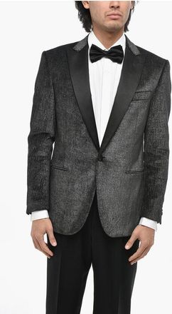 Corneliani CODE Lurex Velour Ceremony Blazer with Satin Lapel size 48