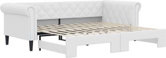 vidaXL Tagesbett Ausziehbar Weiß 90x200 cm Kunstleder Vidaxl