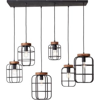 Brilliant Suspension Brilliant Gwen Noir/bois 6xE27 40W