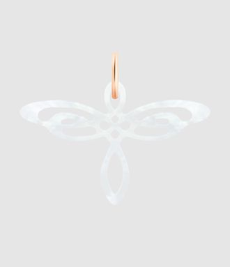 Ginette NY Pendentif Dragonfly Nacre Blanche Or Rose