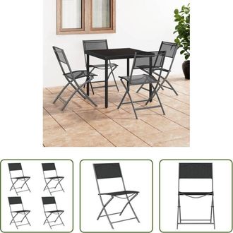 vidaXL Klappbare Gartenst&uuml;hle - Klappbare Gartenst&uuml;hle 4 Stk. Schwarz Stahl und Textilene