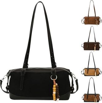Generic Sac Boston en cuir PU pour femmes, poign&eacute;e sup&eacute;rieure avec fermeture &eacute;clair, pour un usage quotidien (marron)