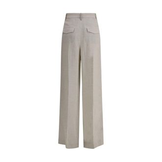 Brunello Cucinelli Womens Linen Pants Beige