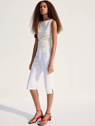 Mango Top en coton drap&eacute; blanc cass&eacute; - Femme - XXS - MANGO