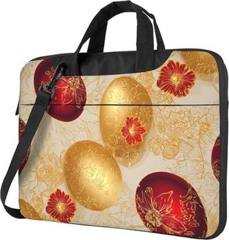 Generic Housse de protection antichoc pour ordinateur portable de 15,6 avec bandouli&egrave;re - Motif oeufs rouges et dor&eacute;s, multicolore, 15.6 inch