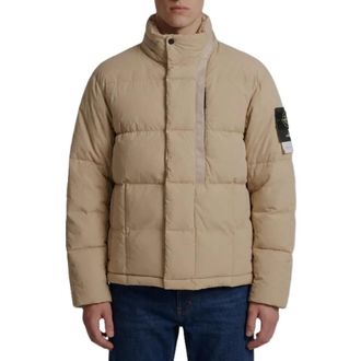 Stone Island Kurze Daunenjacke Logo - - Jackets - Herren - Braun - M