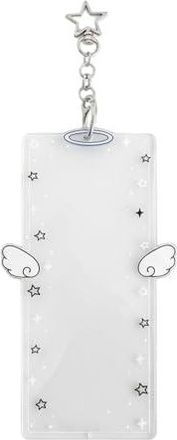 Generico Porte-cl&eacute;s avec photo - Clip avec rabat en carton transparent 15 x 8 cm | Pendentif avec et cadre photo de style dessin anim&eacute; - Pour femme homme enfan