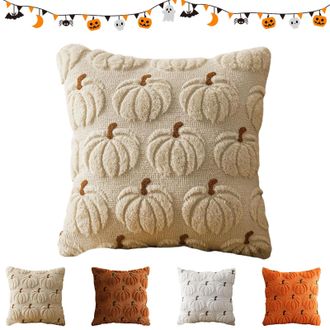 Generic Herbst Krbis Pl&uuml;sch Kissenbez&uuml;ge, Halloween Krbis Herbst Wurfkissenbez&uuml;ge mit Stickerei, Kunstpelz Kissenh&uuml;lle, Dekoratives Kissen f&uuml;r Sofa, Couch, Sc