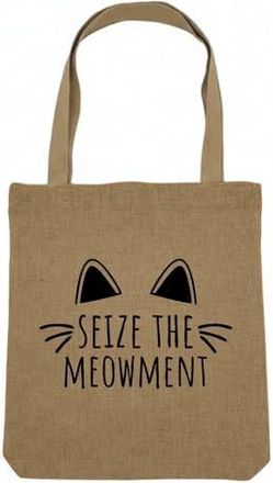 Fabulous Sac Shopping Tote Bag Aspect Lin - Seize the meowment Cat Pets Cute - Sac de Courses Toile Epaisse 360g Beige Naturel Cabas Port&eacute; Epaule Solide Imprim
