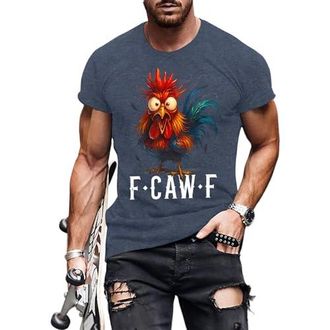 Generic T-shirt amusant pour homme - T-shirt à col rond à manches courtes avec coq humour tendance, décontracté, tendance, t-shirt amusant pour tous les jours