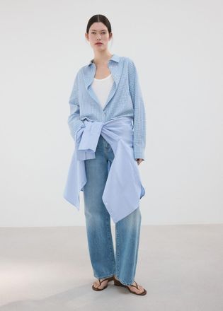 Mango Chemise droite carreaux bleu ciel - Femme - XL - MANGO