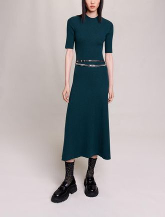 Maje Langes Strickkleid - Flaschengr&uuml;n - Gr&ouml;&szlig;e 40 - Maje