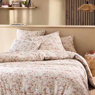 TERRE DE NUIT Parure de lit gaze de coton floral 200x200