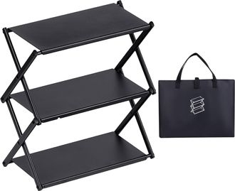 Generico Faltbarer Campingtisch, Campingtisch: Entworfen mit 3-lagiger Mehrzweck-Campingaufbewahrung, ist Dieses Faltbare 3-stöckige aus Kohlenstoffstahl ungla