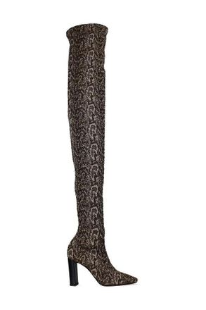 Saint Laurent Stiefel - Moon Thigh-High Boots - Gr. 37 (EU) - in Grau - f&uuml;r Damen