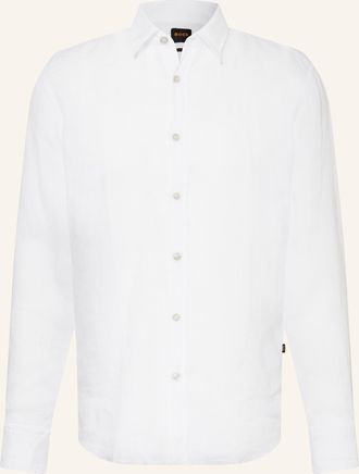 HUGO BOSS Leinenhemd Relegant Regular Fit weiss