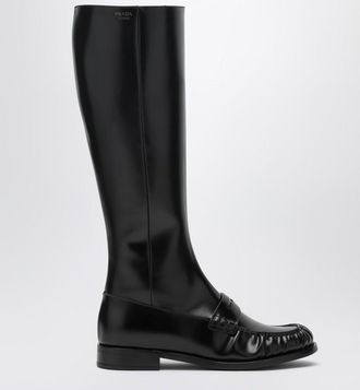 Prada Penny boots in black glossy leather