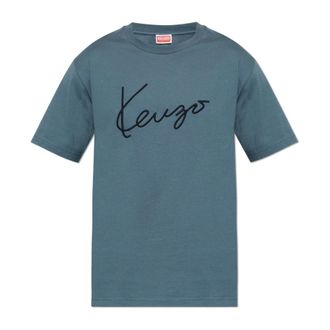 Kenzo T-Shirt mit besticktem Logo - - Tops - Herren - Blau - L