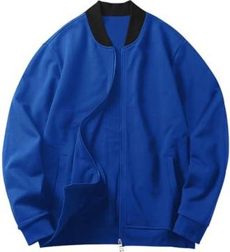 Generico Veste de travail classique avec fermeture éclair sur le devant, manteau de sport pour homme, manches longues, style décontracté, col haut, coupe-vent,