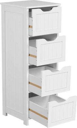 Yaheetech Yaheetech - Colonne de salle de bain 30x30x82 cm - 4 tiroirs en MDF blanc - Rangement optimis&eacute; pour espaces restreints - Design moderne