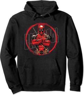 Deadpool Splatter Posed Logo Pullover Hoodie