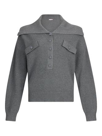 Liu Jo Gerippter Pullover mit Stehkragen - Grau