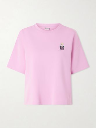 Loewe T-shirt En Jersey De Coton M&eacute;lang&eacute; &Agrave; Broderies X Louis Wain - Rose