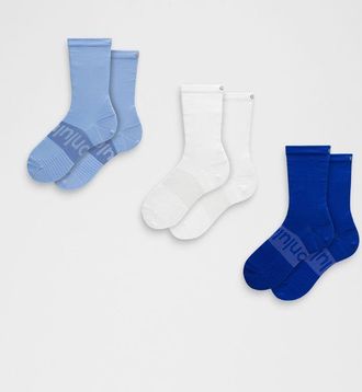 lululemon Power Stride Crew-Socken im 3er-Pack - Gr&ouml;&szlig;e XL in Sinatra Blue/White/Riverside