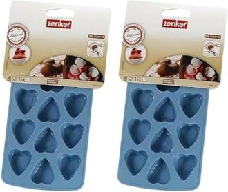Zenker Schokopralinenform CANDY, Herz- oder Sternform - nicht frei w&auml;hlbar, Silikon-Backform, Eisw&uuml;rfelform (Farbe: Creme), Menge: 1 St&uuml;ck (Packung mit 2)