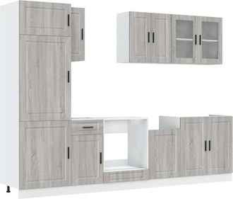 vidaXL Vidaxl - 8-tlg. K&uuml;chenschrank-Set Kalmar Grau Sonoma Holzwerkstoff
