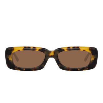 The Attico Femme, Accessoires, Brun, Taille: 52 MM &Eacute;l&eacute;gantes lunettes de soleil rectangulaires avec verres marron