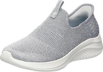 Skechers Femme Ultra Flex 3.0 Smooth Step Basket, Light Grey Knit/Jersey/Trim, 38.5 EU