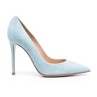 Gianvito Rossi Pointed Suede Pumps - - Shoes - Damen - Blau - 38 1/2 EU