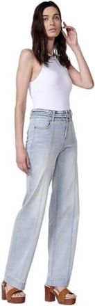 Kor&ouml;shi Pantalon long large avec d&eacute;tails tress&eacute;s dans les poches arri&egrave;re et &agrave; la taille Couleur bleue pour femme, de couleur bleu CL, bleu, 38