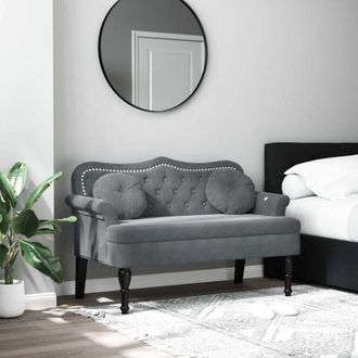 vidaXL Vidaxl - Banc avec coussins gris fonc&eacute; 120,5x65x75 cm velours