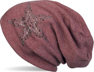 styleBREAKER M&uuml;tze Beanie M&uuml;tze mit Strass Nieten Stern