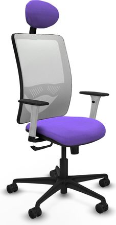 Piqueras y Crespo Neigbarer Schreibtischstuhl Zulema mit wei&szlig;en und schwarzen Armlehnen, h&ouml;henverstellbarer Lendenwirbelst&uuml;tze und festem Kopfteil, ausgestattet mit 3 P