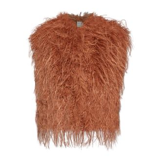 Forte_Forte Gilet en fausse fourrure - Femme - Vestes - Brun - Taille: 38 FR