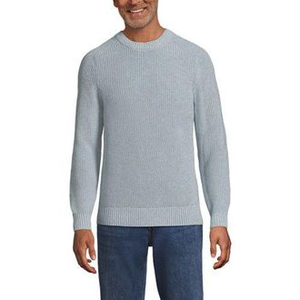 Lands End Melierter Rundhalspullover DRIFTER, Herren, Gr&ouml;&szlig;e:48-50 regular, Blau, Baumwolle, by Lands End