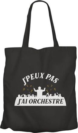 Fabulous Tote Bag Sac Shopping en Toile Noir - JPeux Pas Jai Orchestre Musique Classique Mozart - 10 L