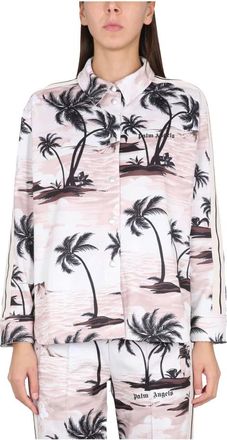 Palm Angels Femme, Blouses et Chemises, Multicolore, Taille: 42 FR Island Print Shirt