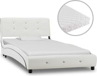 vidaXL Vidaxl - Lit avec matelas Blanc Similicuir 90 x 200 cm