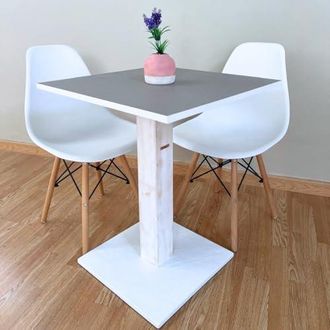 Generico TABLE BAR | BISTROT | RESTAURANT CARRÉÉ AVEC PIED CENTRAL 60/70/80 cm couleurs assorties (ARENA FT62 EFFET TISSU - BLANC, 70X70)