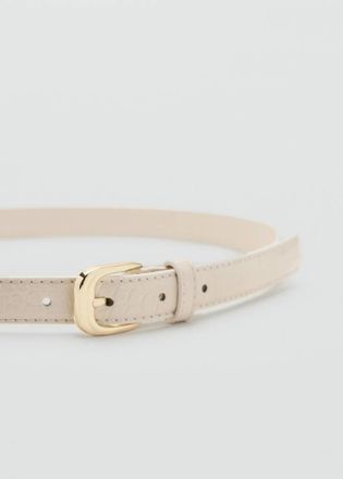 Mango Ceinture fine effet cuir croco &eacute;cru - Femme - XL - MANGO