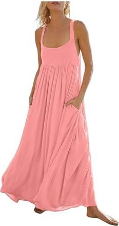 Generic Robe amincissante 2026 &agrave; taille mince en mousseline de soie &agrave; suspendre pour femme, robe d&eacute;t&eacute; smock&eacute;e ample avec fente lat&eacute;rale, robe de plage fluide 