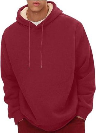Generic Sweat &agrave; capuche doubl&eacute; sherpa pour homme, sweat-shirt en molleton chaud avec capuche, style d&eacute;contract&eacute;, pour temps froid, v&ecirc;tement d&eacute;contract&eacute; pour l